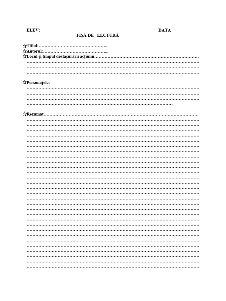 Fise de Lectura | PDF