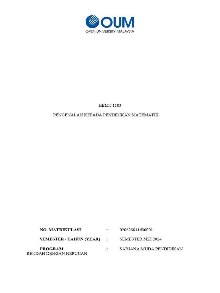 Assignment Pengenalan Matematik | PDF