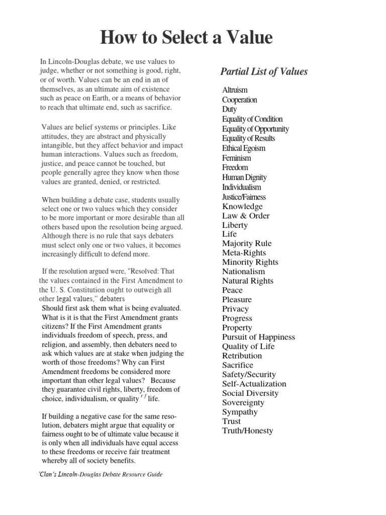 Value in Debate | PDF | Individualism | Altruism