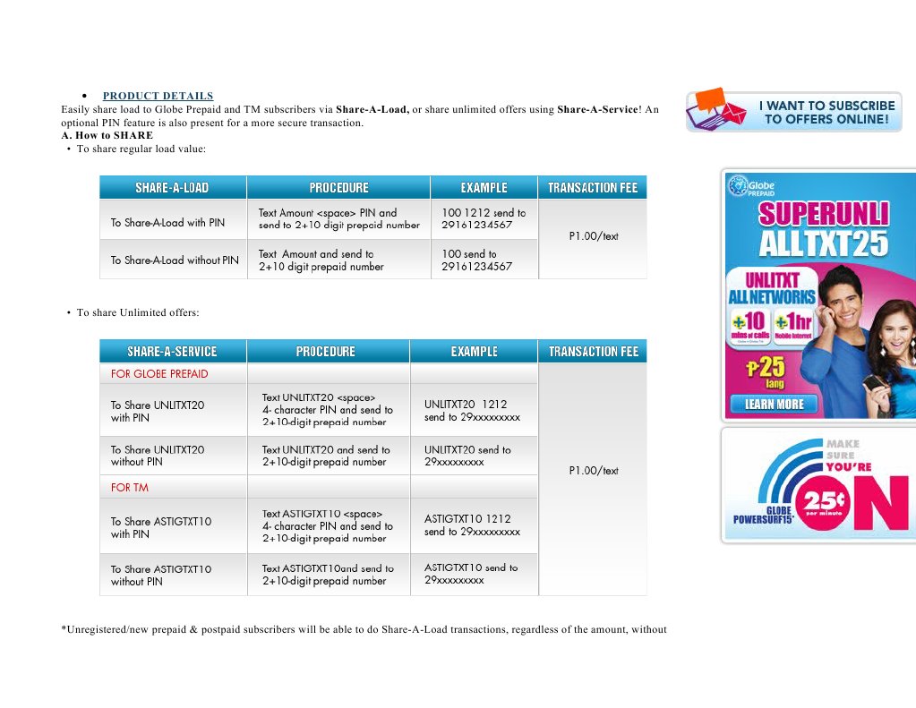 Share-A-Load: Globe Prepaid Guide | PDF