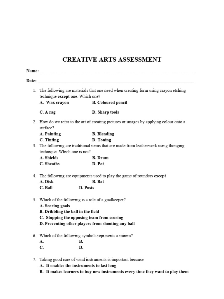 Creative Atrs Grade 5 Midterm 2 | PDF