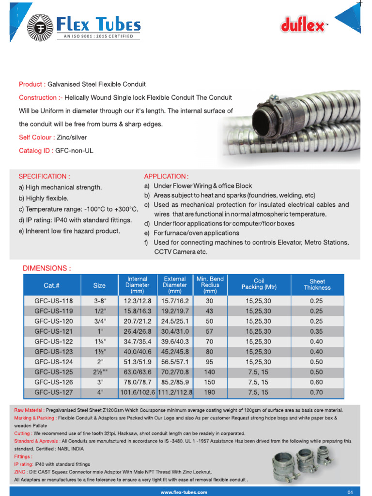 Galvanised Steel Flexible Conduit | PDF