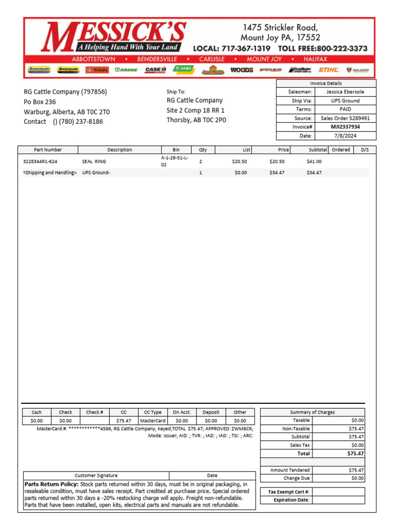 RG Cattle Company Invoice Summary | PDF | Receipt | Business