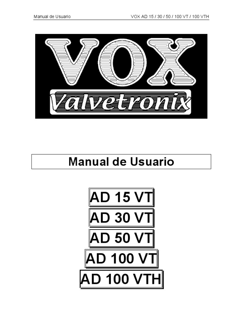 Manual Vox AD-15-30-50-100VT | PDF | Altoparlante | Sonido