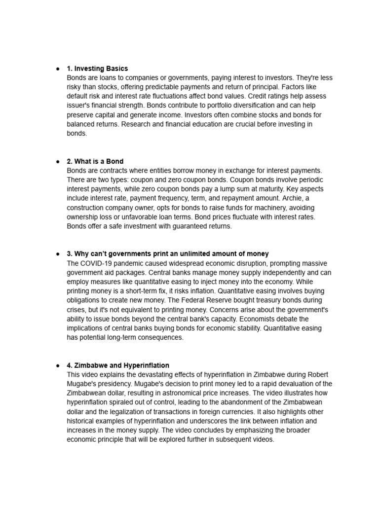 Investment Class - W7 Assignment | PDF | Bonds (Finance) | Interest