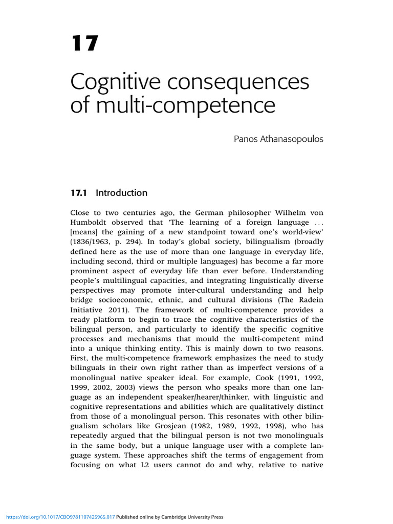 Cognitive Consequences of Multi Competence | PDF | Multilingualism | Cognition