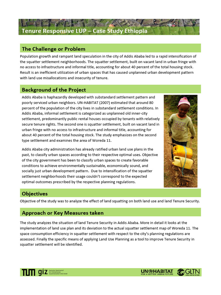 Tenure Responsive LUP - Case Study Ethiopia | PDF | Squatting | Economies