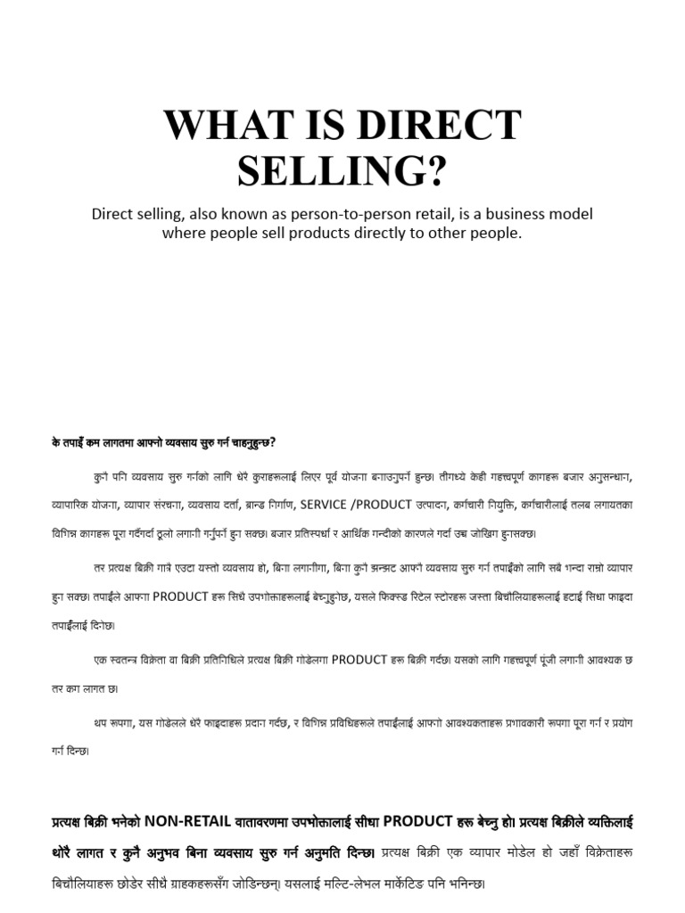 Direct Selling Business | PDF