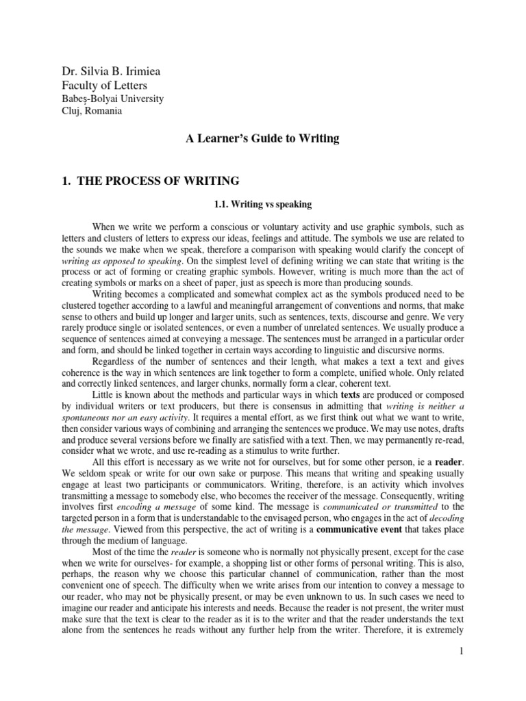 A Learner's Guide To Writing | PDF | Theory | Communication
