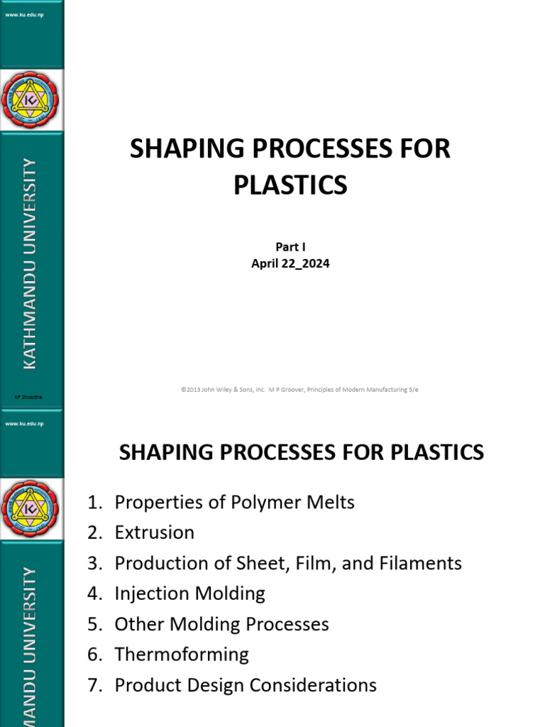 PROCESSES FOR PLASTICS - PART - I - April 22 - 2024 | PDF | Spinning ...