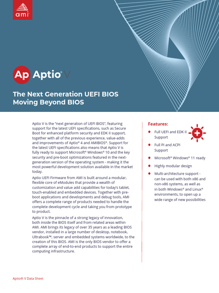 Aptio V Data Sheet PUB | PDF | Bios | Microsoft Windows