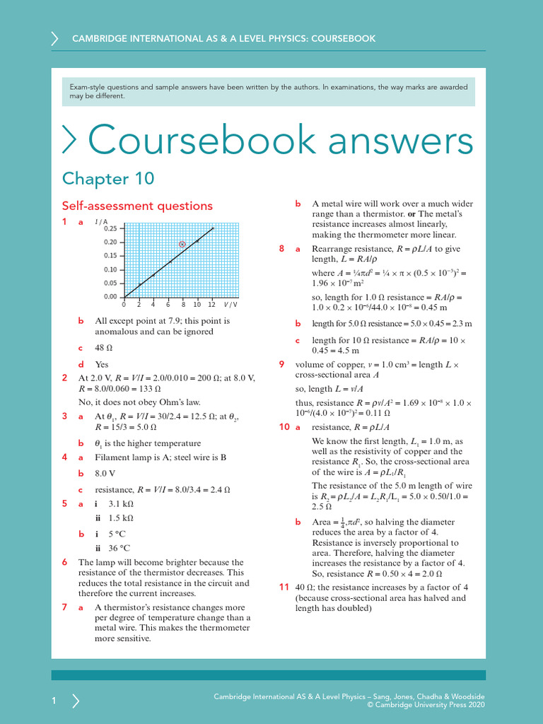 Self Assessment Answers 10 Asal P | PDF | Electrical Resistance And ...