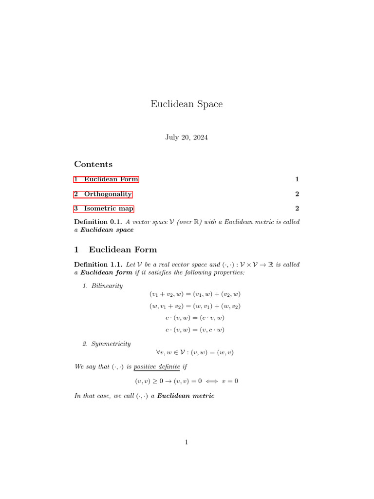 Euclidean Space | PDF