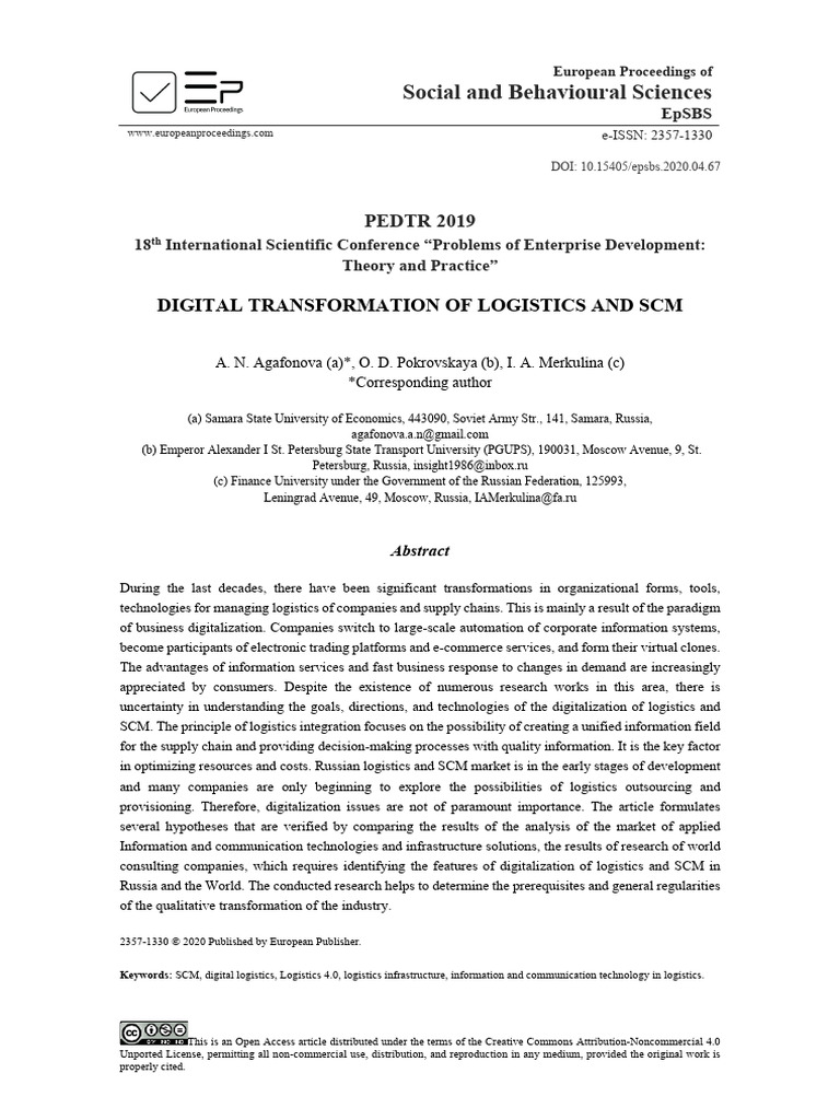 Digital Transformation of Logistics and SCM | PDF | Supply Chain ...