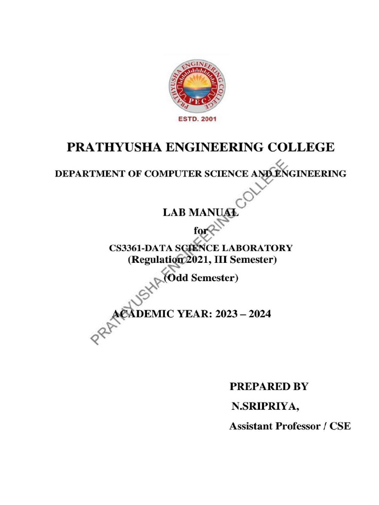 Data Science Lab Manual CS3362 Compressed | PDF