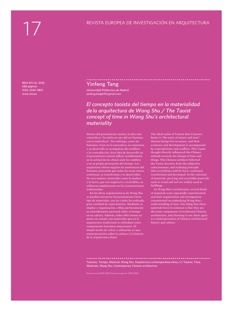 El Concepto Taoista Del Tiempo en La Materialidad de La Arquitectura de Wang Shu | PDF | China ...
