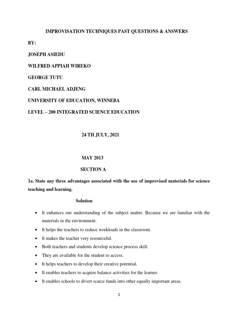 PSC 241 Past Question and Answers by Joseph Asiedu | PDF | Teachers ...