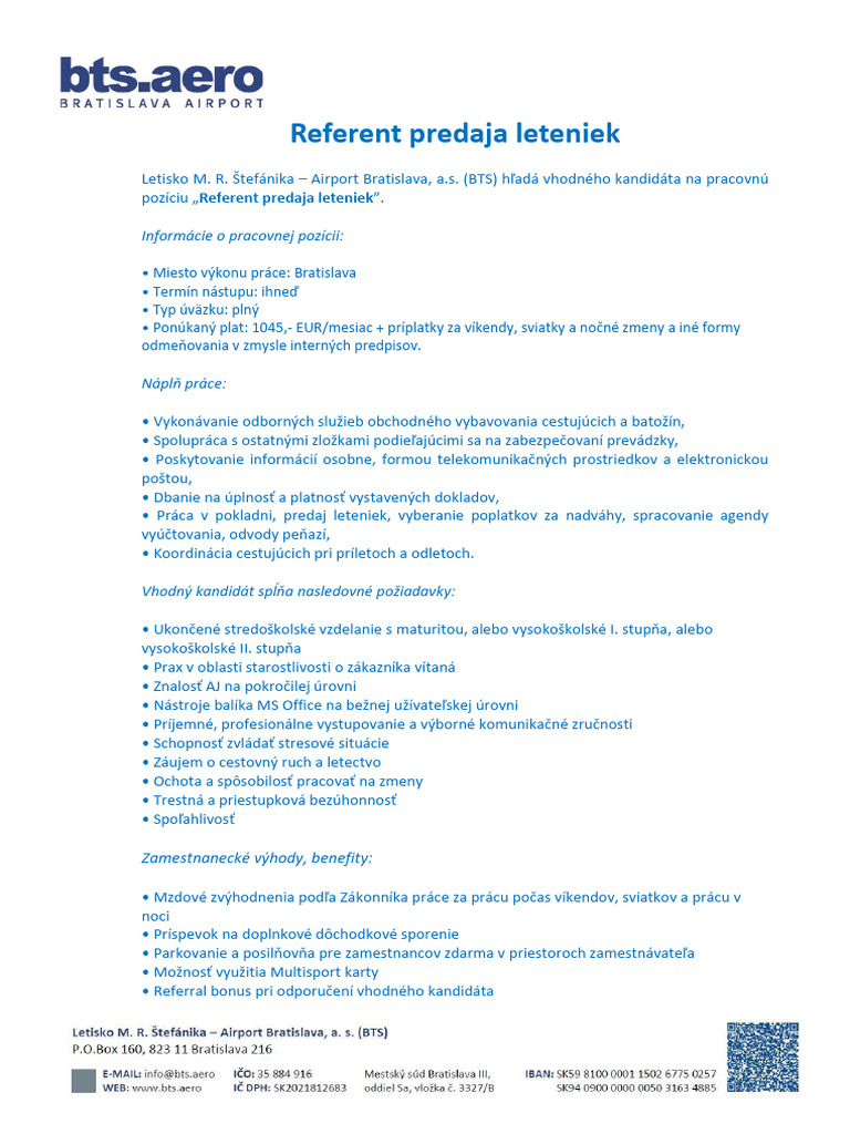 Referent Predaja Leteniek | PDF