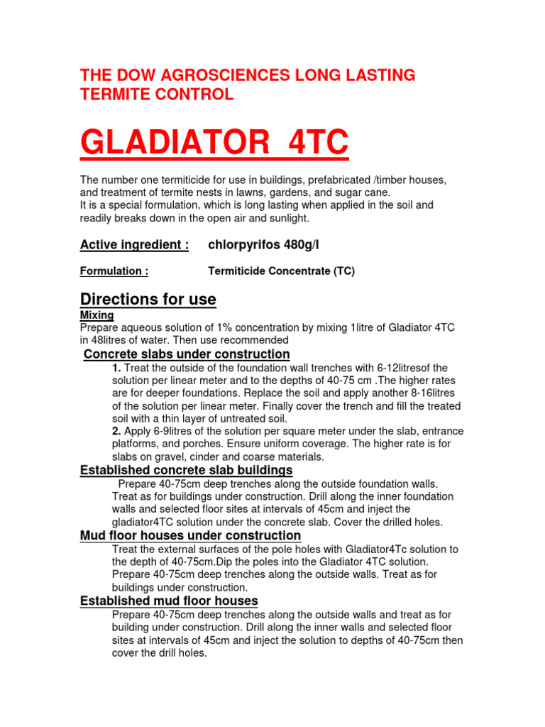 Gladiator 4TC (Anti Termite) | PDF | Soil | Foundation (Engineering)