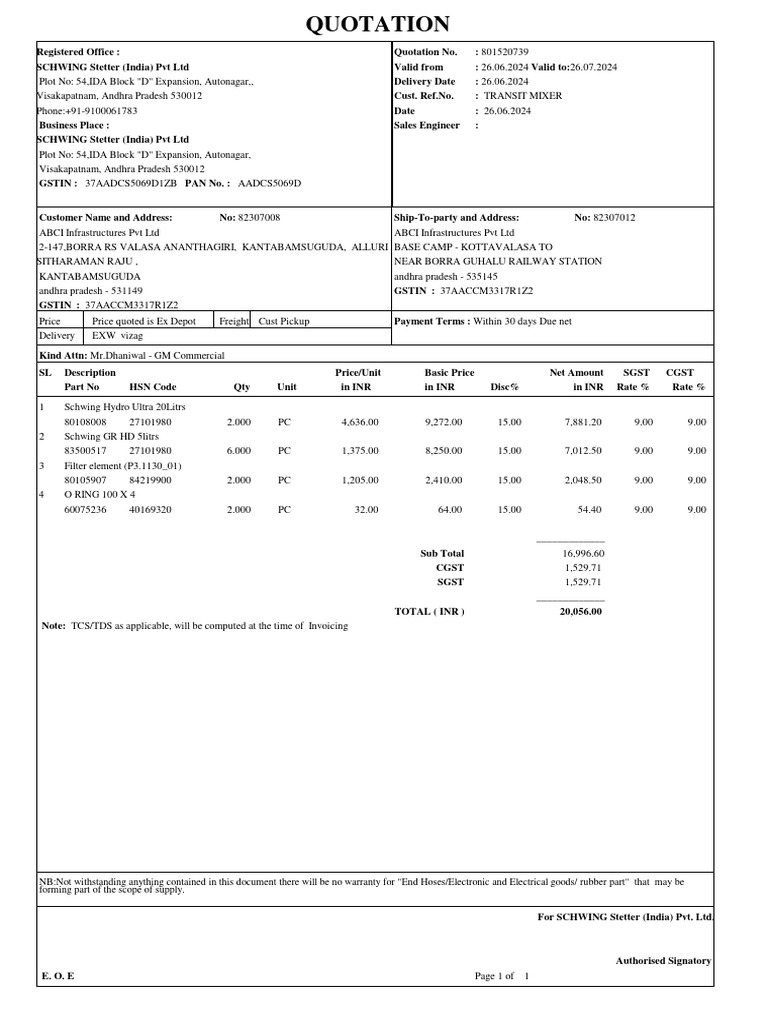 Rev Quotation Abci 02.07.2024 | PDF