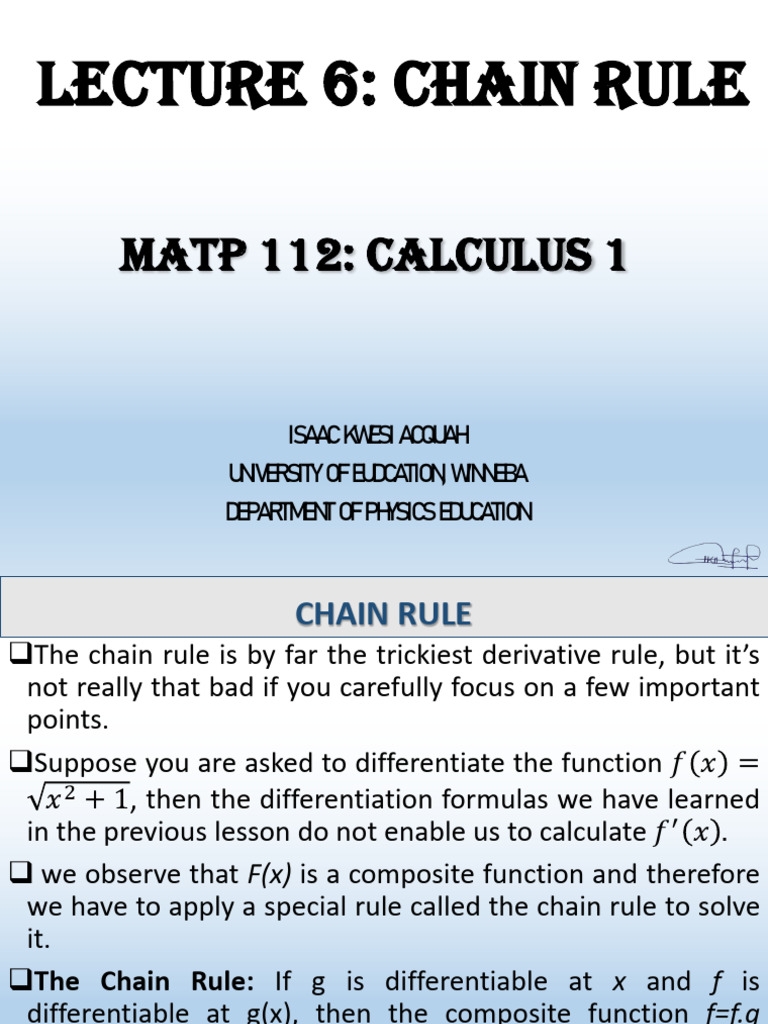 Lecture 6 | PDF | Derivative | Function (Mathematics)