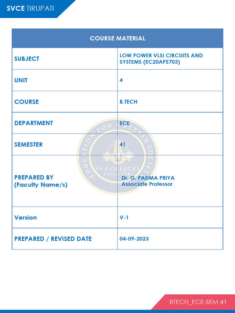 IV-i Ece Lpvlsid Unit IV Coursematerial v1 | PDF | Mosfet | Field ...
