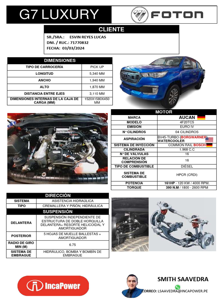 Manual Foton Tunland G7 Luxury 2024 | PDF | Tracción en las cuatro ...