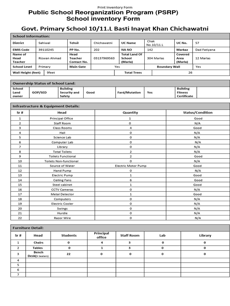 Inventory - Proforma GPS 10-11L | PDF | Manufactured Goods