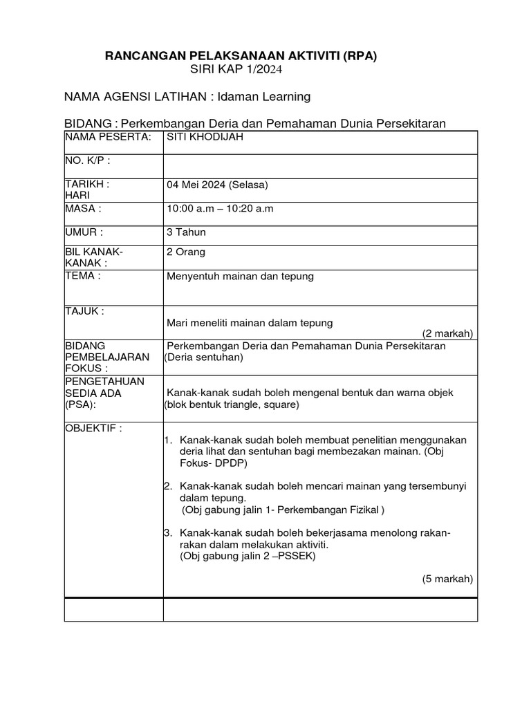 FORMAT RPA STANDARD - Deria | PDF