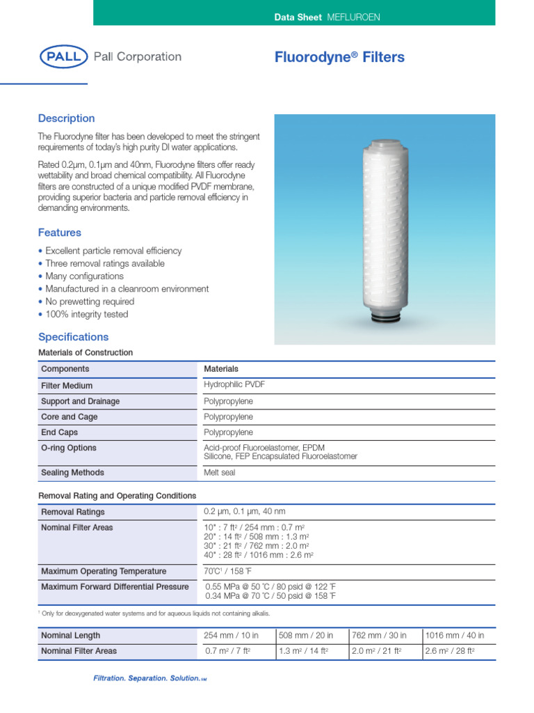 Pall Filter Flurodyne Filter | PDF | Materials