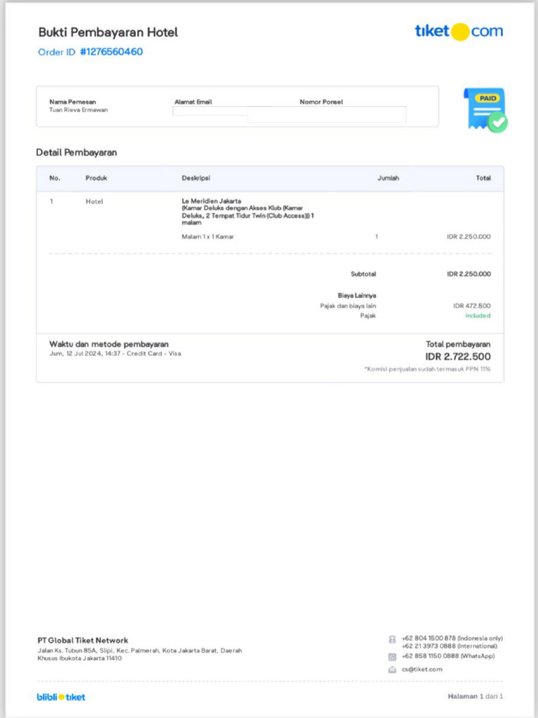 Receipt Le Meredien | PDF