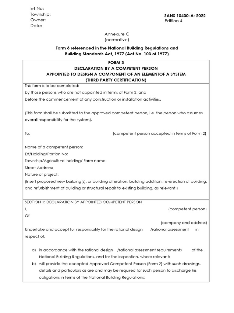 Sans10400-A 2016 Forms 3 | PDF | Architect | Specification (Technical Standard)