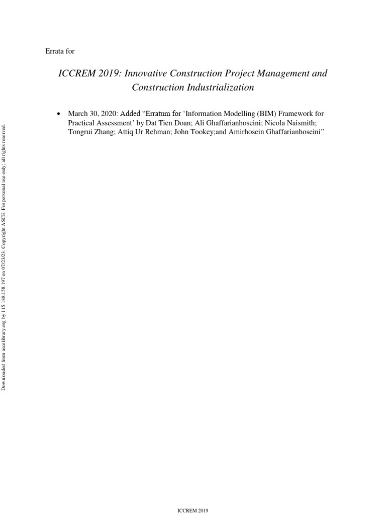 Building Information Modelling (BIM) Framework For Practical Assessment ... Building Information Modelling (BIM) Framework For Practical Assessment ...