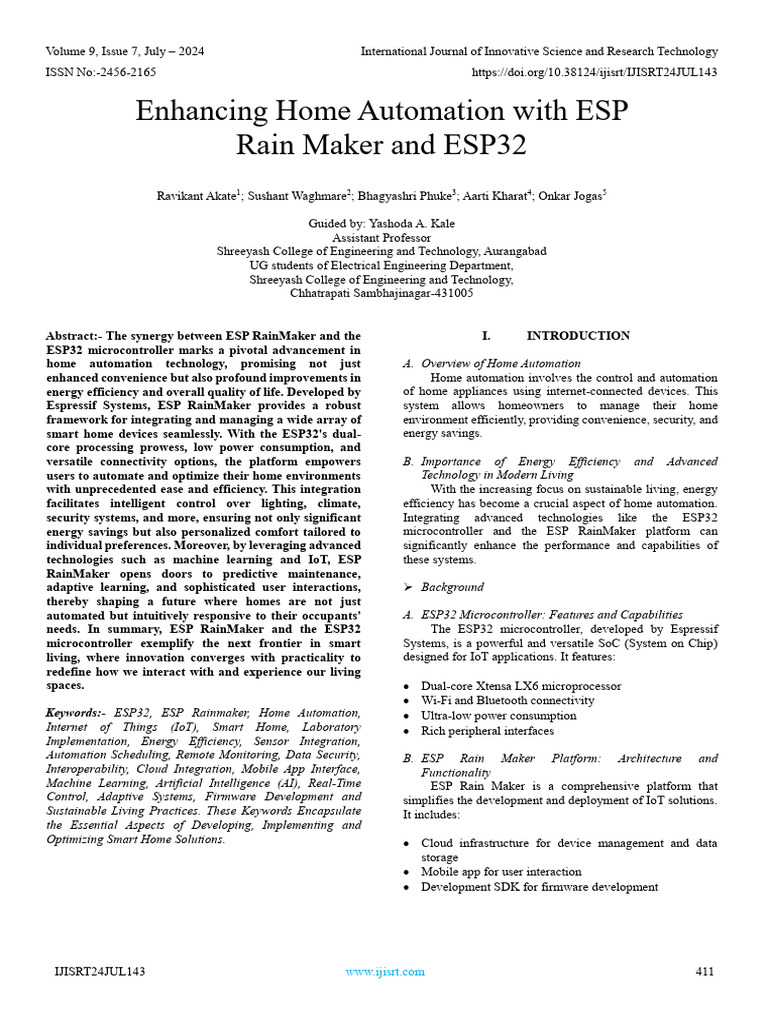 Enhancing Home Automation With ESP Rain Maker and ESP32 | PDF | Home ...