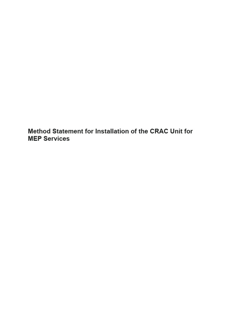 CRAC Unit Installation Method Statement | PDF | Quality Assurance | Waste