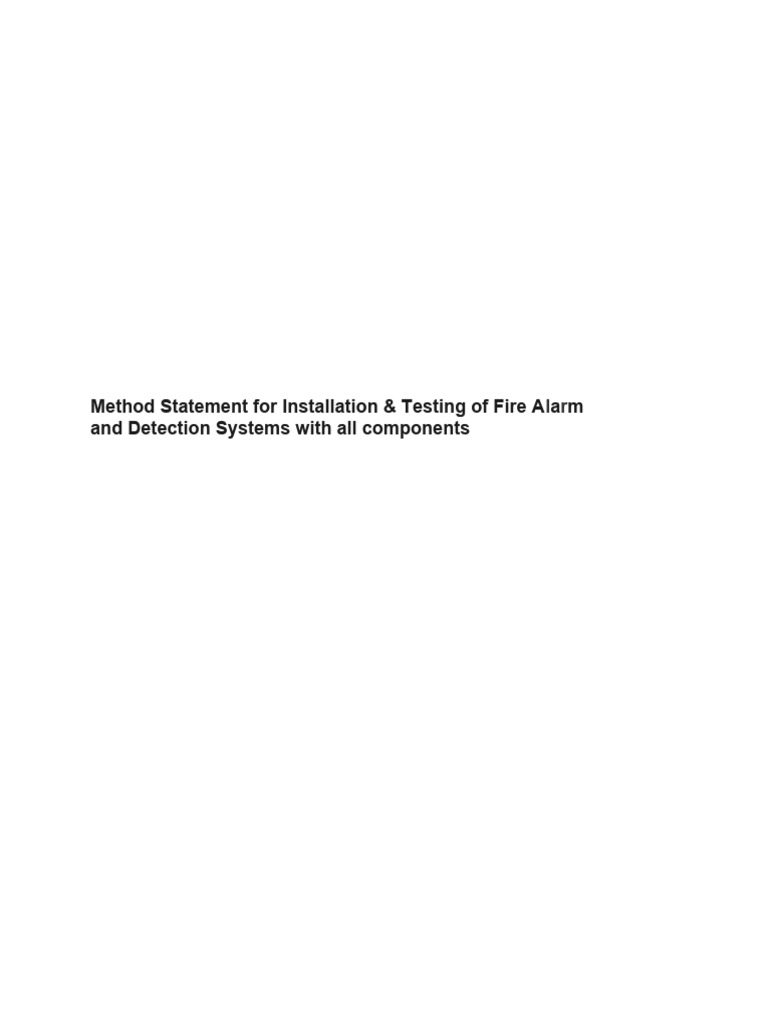Method Statement For Fire Alarm And Detection System Pdf Personal