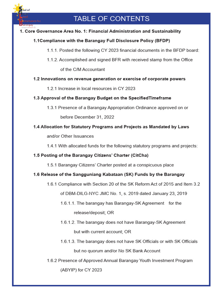 SGLG Table of Contents | PDF | Regulatory Compliance