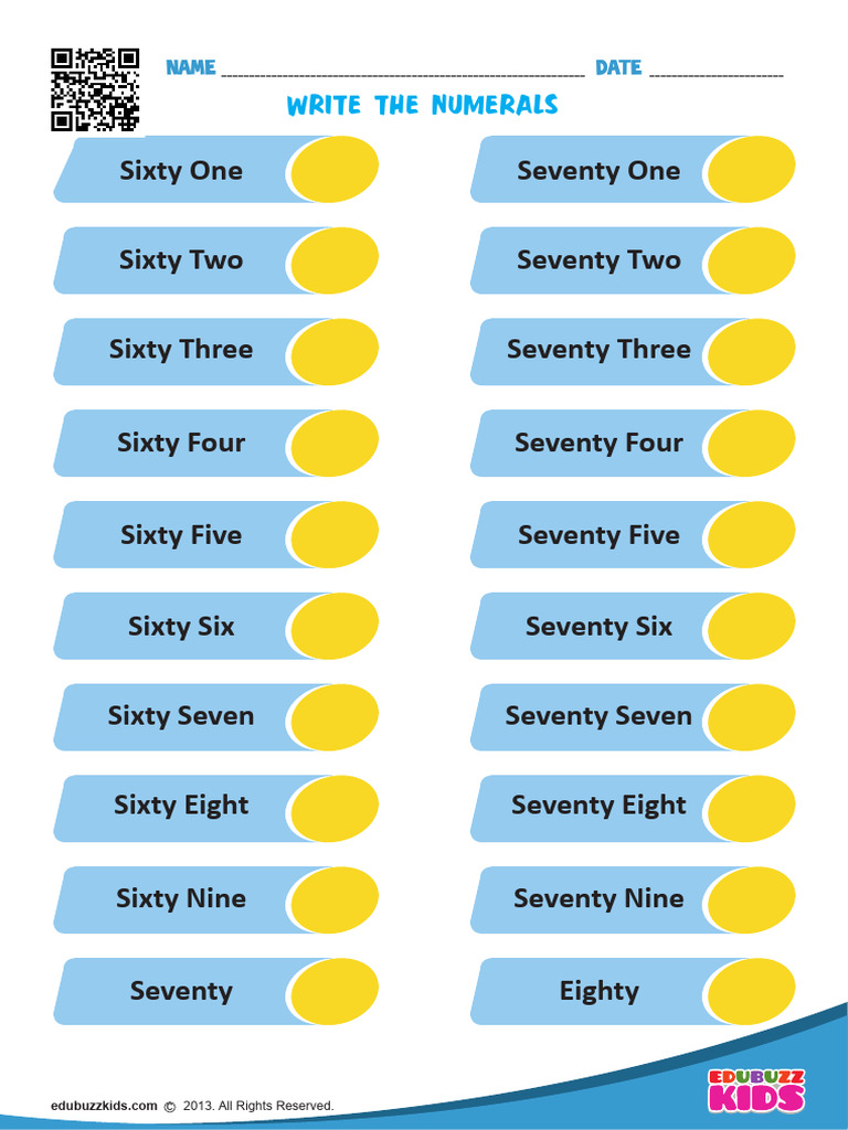Write Numerals 61-80 Guide | PDF