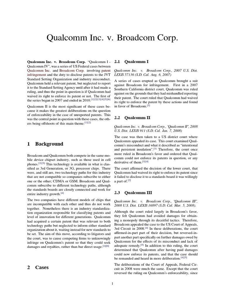 Qualcomm Inc. v. Broadcom Corp. | PDF