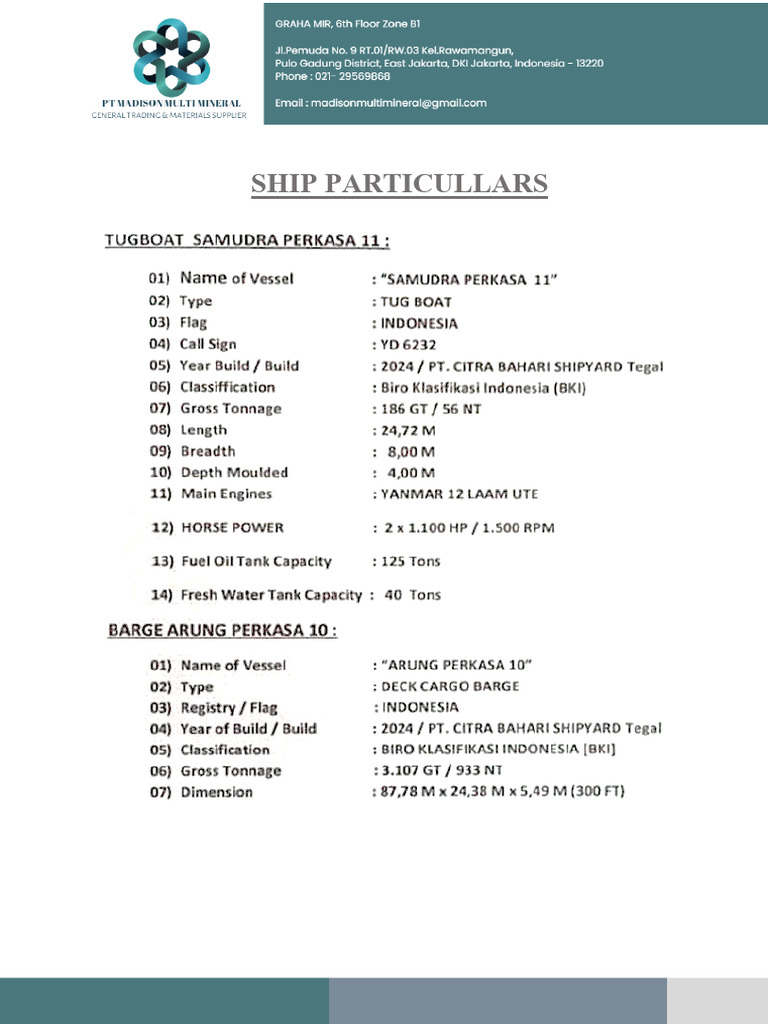 Ship Particulars Overview | PDF