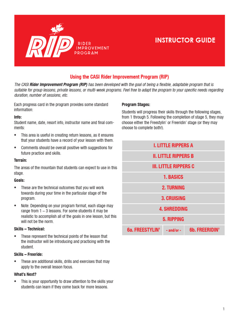 RIP Instructor Guide | Download Free PDF | Foot | Boardsports