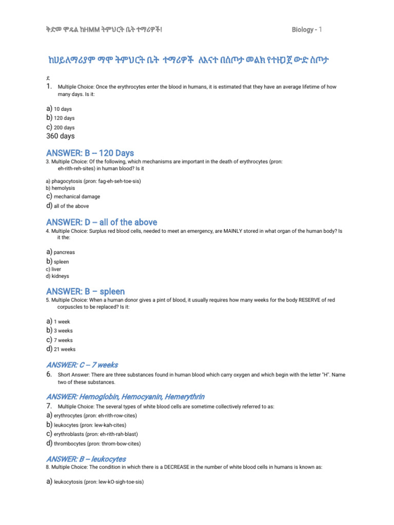 9-12 Biology Pre Model | PDF | Tissue (Biology)
