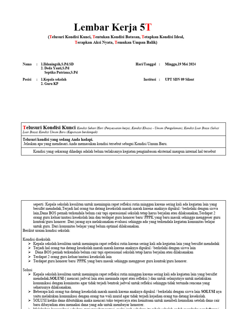 Lembar Kerja 5T | PDF