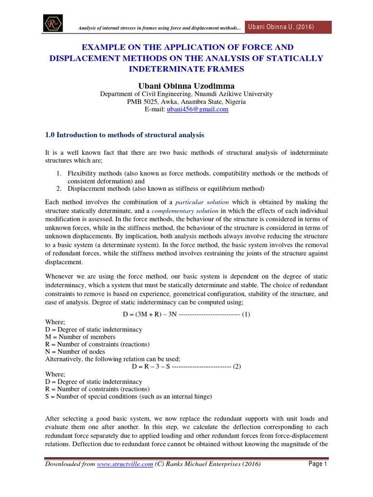 Analysis of Internal Forces in Frames | Download Free PDF | Force | Structural Analysis
