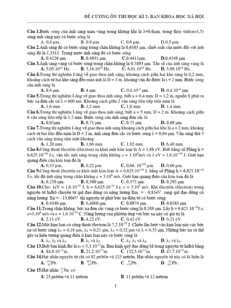 Đề Cương Ôn Thi HK2 - Ban KHXH | PDF