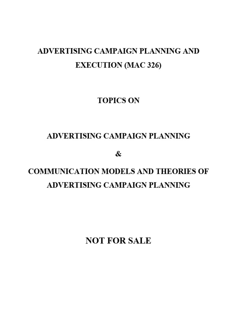 Advertising Campaign Planning and Execution Mac 326 (Cob) | PDF ...