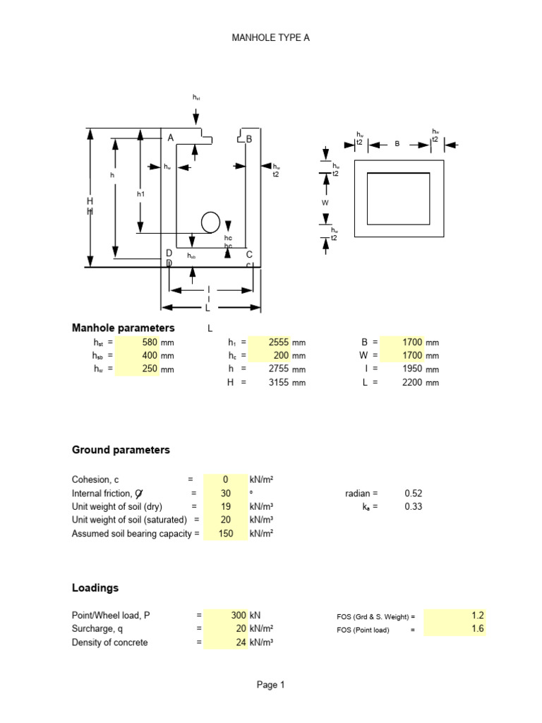 Design of Reinforced Concrete Manhole | PDF | Horticulture | Soil Science