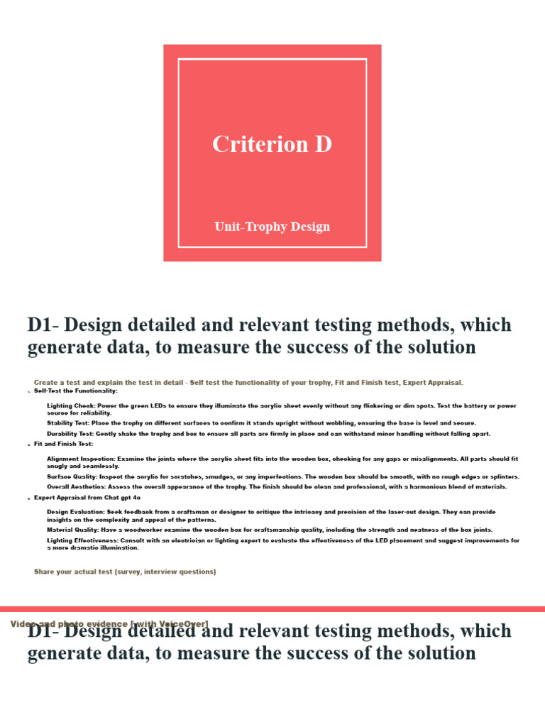 Criterion D - Grade 8 | PDF | Light Emitting Diode | Sustainability