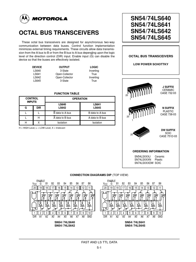SN54/74LS640 SN54/74LS641 SN54/74LS642 SN54/74LS645: Low Power Schottky | PDF | Power Supply ...