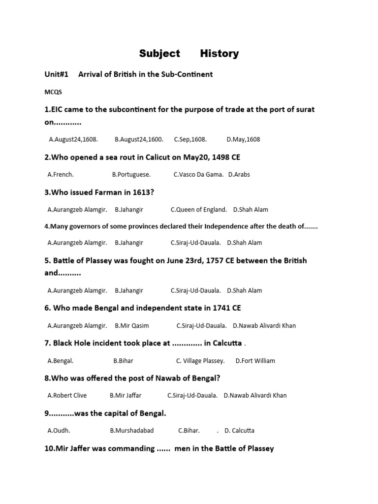 British Arrival in the Subcontinent | PDF